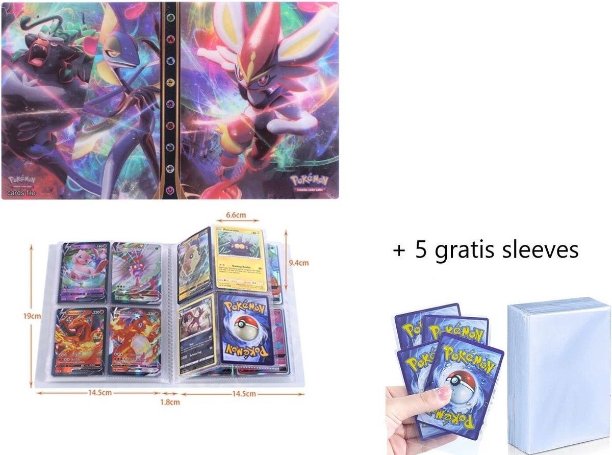 Verzamelmap + 5 gratis sleeves – Geschikt Voor pokemon kaarten – 240 ...