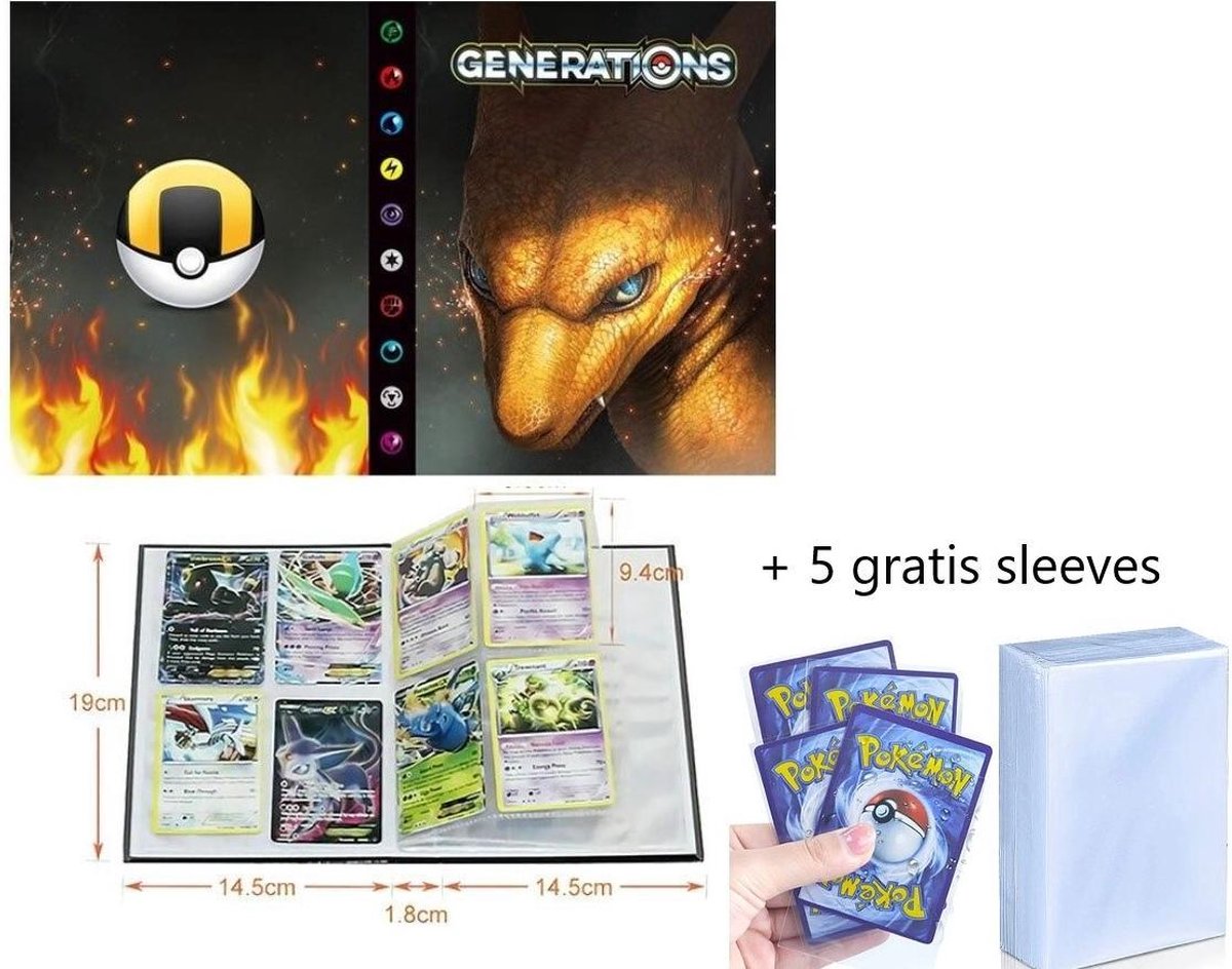 Verzamelmap + 5 gratis sleeves – Geschikt Voor pokemon kaarten – 240 ...