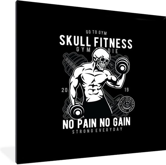 Fotolijst incl. Poster - Gewichten - Skelet - Fitness - Retro - 40x40 ...