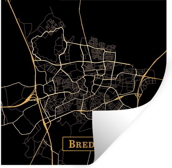 Muurstickers - Sticker Folie - Kaart - Breda - Goud - Zwart - 30x30 cm ...
