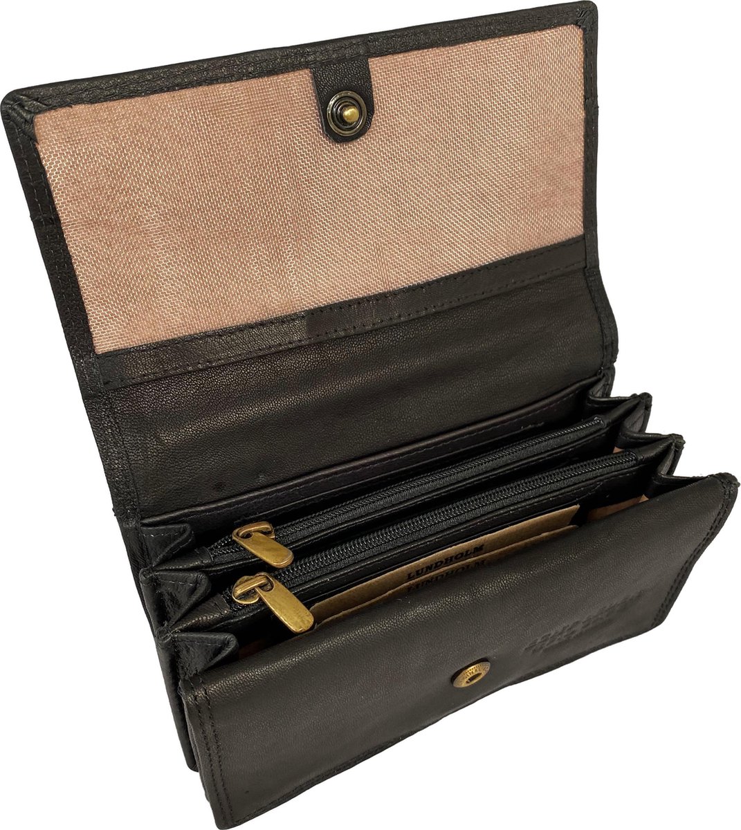 Lundholm portemonnee dames overslag zwart RFID - Leren portefeuille ...