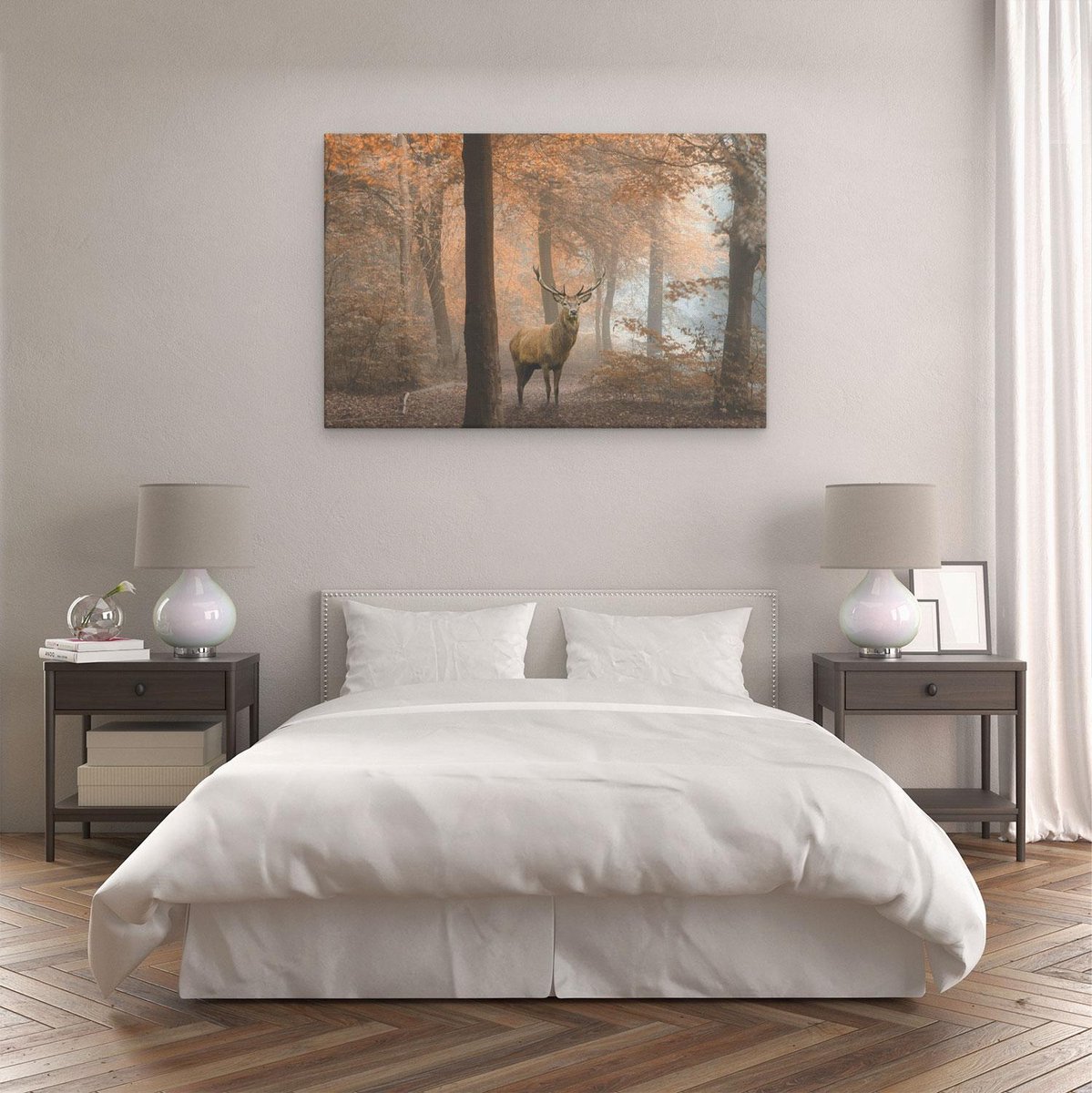 Artaza Canvas Schilderij Hert In Het Bos - Herfst - 120x80 - Groot ...