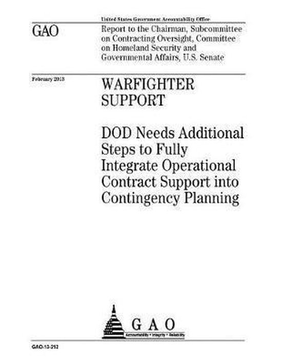 Warfighter support: DOD needs additional steps to fully integrate ...