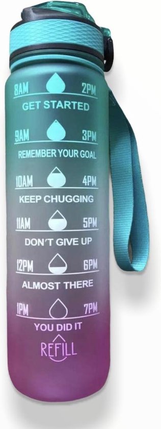 Fitnessim Motivation Waterfles - Groen Paars - Motivation Bottle ...