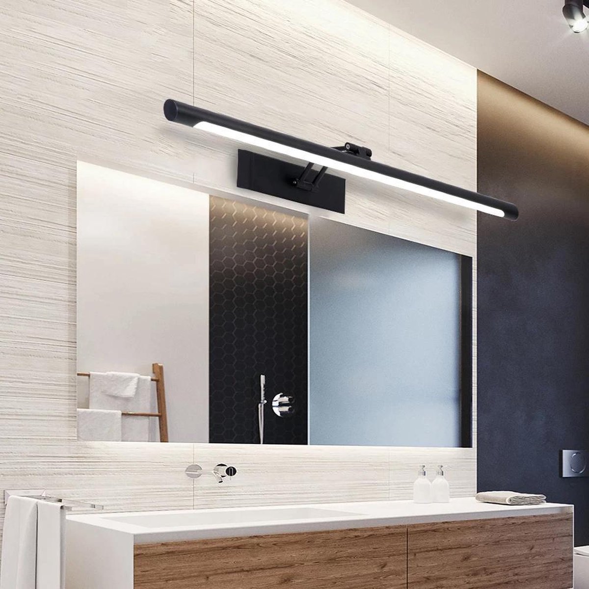 Vtw Living - Spiegellamp - Badkamerverlichting - Led - Zwart - 55 cm ...