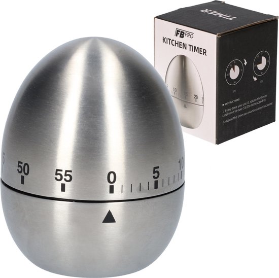 Kookwekker - Analoog - Kooktimer - Eierwekker - RVS - Timer - 60 Min - Ei Vorm | bol