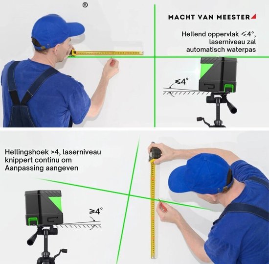 4D Kruislijnlaser – 2 lijnen - Zelfnivellerend - 360° Schakelbaar ...