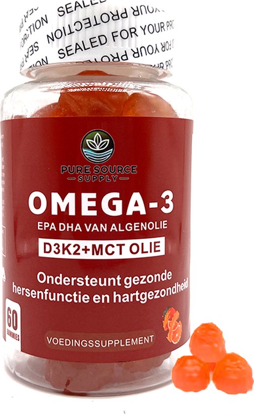 Pure Source - Omega 3 Visolie - 1600mg Vitamine D3 + K2 & MCT Olie - Vegan en Hoge... | bol