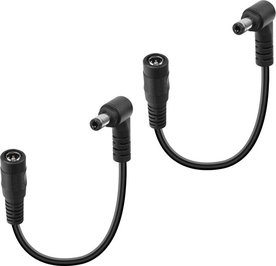 90 graden DC verlengkabel set van 2 – 12V CCTV DC5.5x2.1mm haakse mannelijke naar... | bol