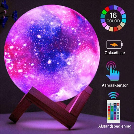 Galaxy Maanlamp Draadloos - Tafellamp met Led Verlichting - Moon ...