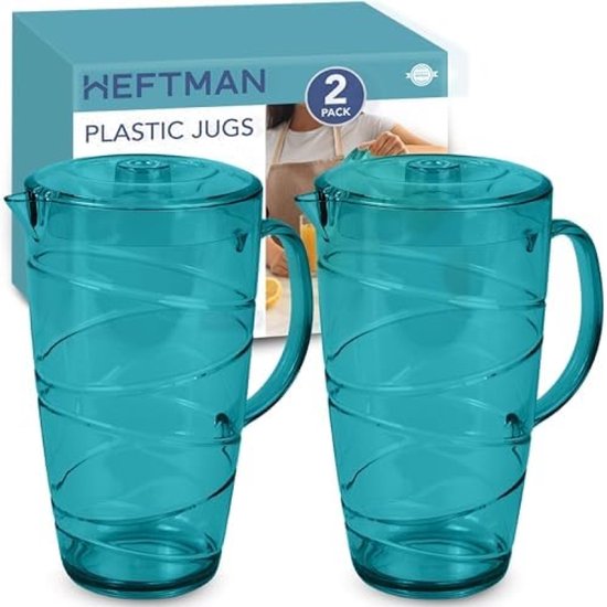 Selbro ® Blauwe plastic kannen - 2 liter - 2 stuks met deksel en ...