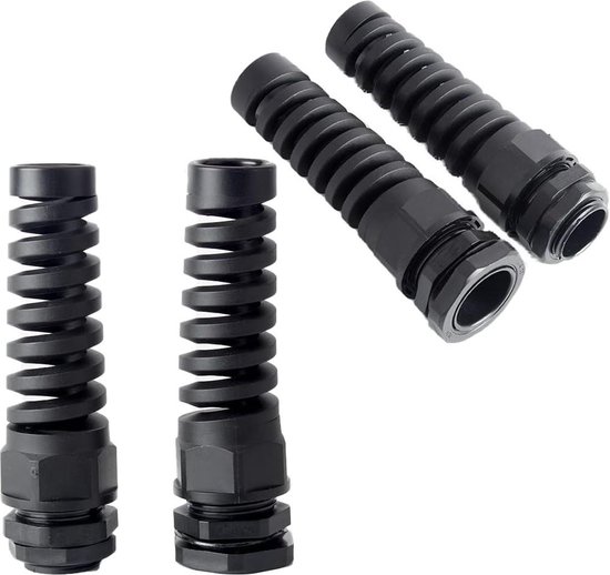 Kabelwartel PG16 Zwart IP68 Waterdicht Flex Spiraal Trekontlasting 4 ...