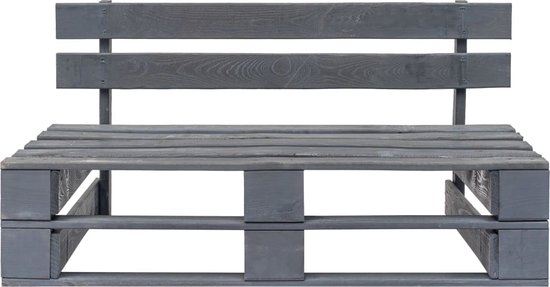 vidaXL Grijze Tuinbank van Pallet Hout - 110 cm Tuinbank - Pallet Bank ...