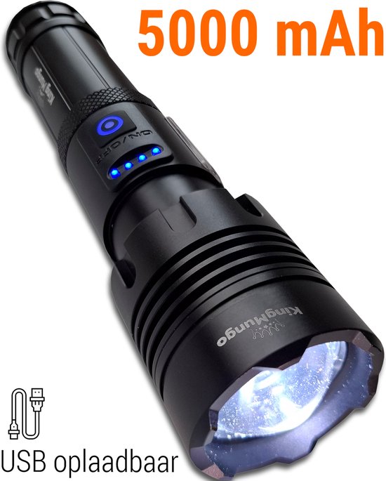Led Zaklamp 5000 mAh - Oplaadbaar - Powerbank - Zeer fel - King Mungo Oplaadbare LED... | bol