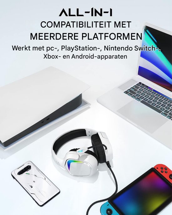 Gaming Headset Voor PC PS4 PS5 Xbox Switch Hoofdtelefoon met Flexibele ...