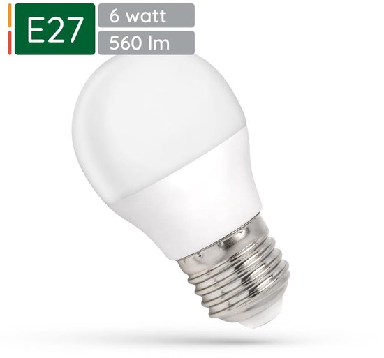Spectrum LED Kogellamp E27 6W - 230V - 560 Lumen - 6000K Koud wit ...