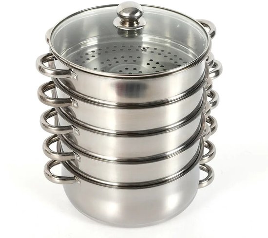 Stoompan - 5 delig - RVS - 26 cm - Alle Warmtebronnen | bol