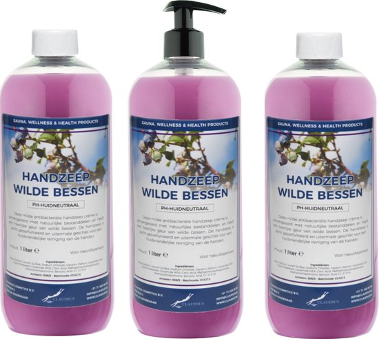 Handzeep Wilde Bessen 1 liter - met gratis pompje - set van 3 stuks | bol