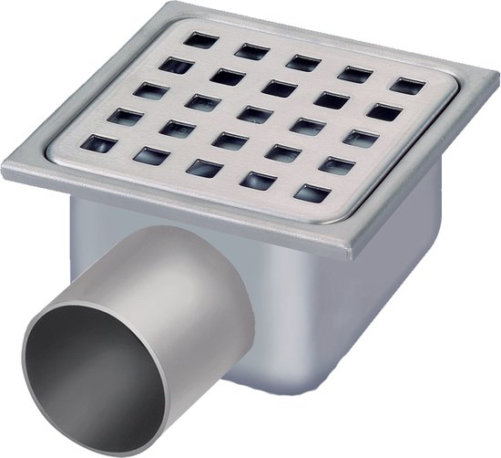 RVS doucheput 105 x 105 mm, zijuitlaat | bol