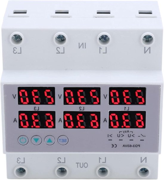 Din Rail 3 Phase Voltmeter Ammeter Multitester AC 390‑500V with Surge ...