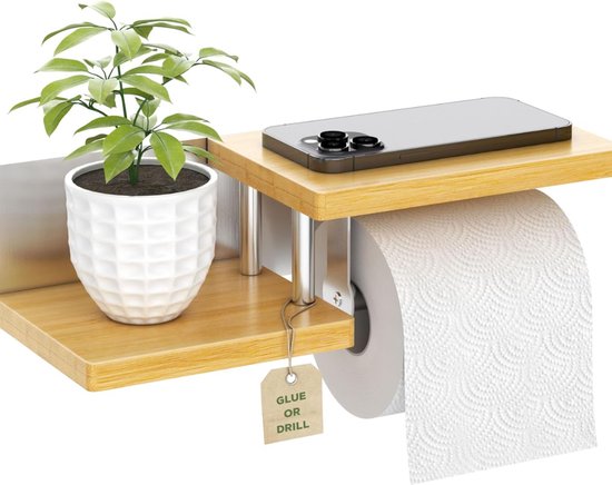 Toiletpapierhouder bamboe - hoogwaardige wc-rolhouder - zwart - hout ...