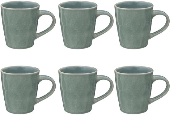 Groene Stoneware Mokken - Set van 6 - 35 cl - Magnetronbestendig ...