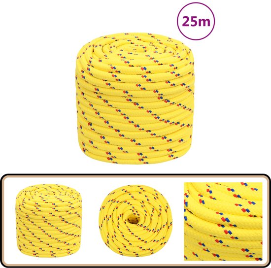 vidaXL Boottouw 16mm 25m Geel PP Scheeps Touw - Polyester Touw - Vaar ...