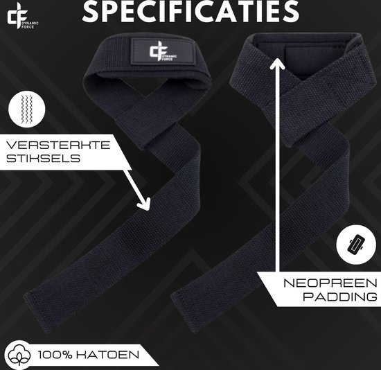 Dynamicforce Lifting Straps - Krachttraining Accessoires - Powerlifting Straps -... | bol