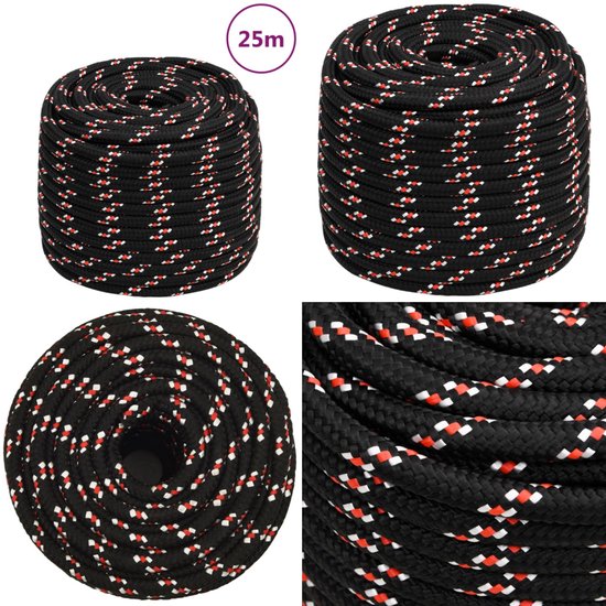 vidaXL Boot touw 16 mm 25 m polypropyleen zwart - Scheepstouw ...