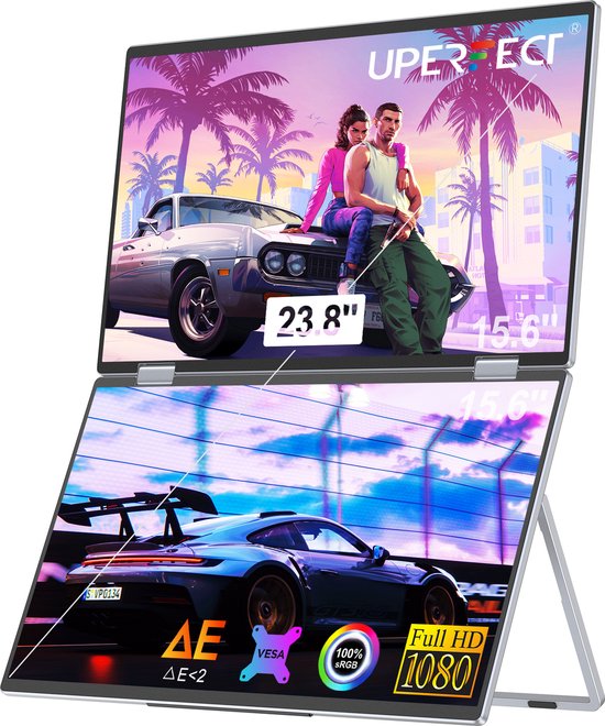 UPERFECT Dual Portable Monitor 15.6" 60Hz 100% 1080P sRGB Draagbaar ...