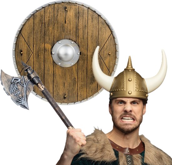Boland Viking verkleedkleding set - 3 delig - heren - vikinghelm met hoorns - hakbijl... | bol