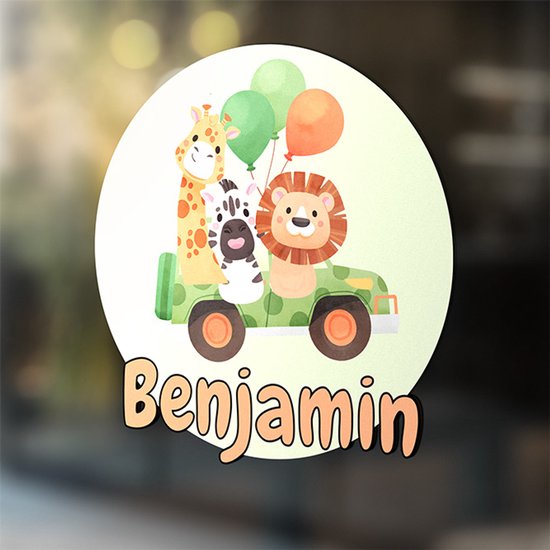 Geboortesticker Dieren in de auto met naam - Ø 30 cm - overige stickers ...