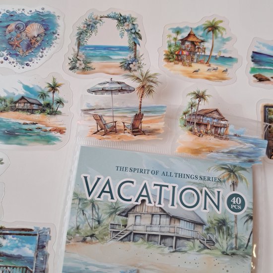 Vakantie stickers - Strand - Transparante stickers - 40 stuks - Blauw ...