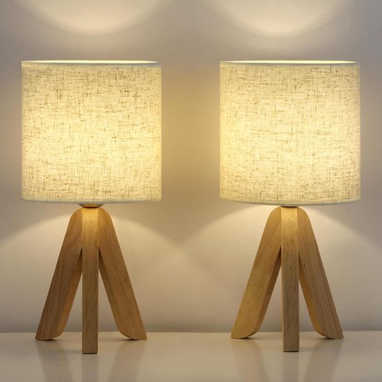 Set van 2 moderne tafellampen - geschikt voor slaapkamer en woonkamer ...