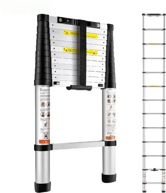 Schuifladder - Telescopische ladder - Trap- Trapladder - 3,2m - 170 kg ...