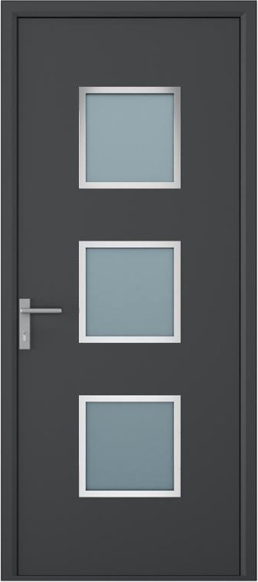 Vente-unique Aluminium voordeur H218 x L96 cm antraciet - naar rechts ...