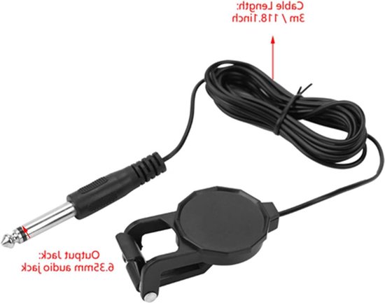 Clip-on Microfoon voor Viool Pickup 6.35mm Audio Jack 3m Kabel - Piezo ...