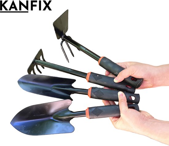 KanFix® 4-Delige Tuingereedschap Set - Tuinsetje - Hark - Smalle Spatel ...