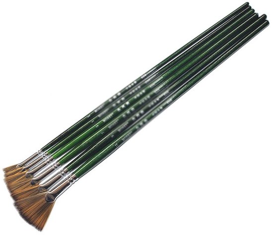 7pcs Imported Nylon Hair Fishtail Fan-shaped Pen Gouache Brush ...