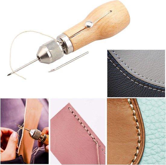 Hand Stitcher Thread Naaien Ahle Tool Kit met Lederen Afwerking | bol
