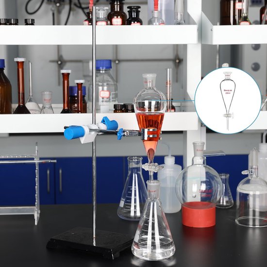 Scheiding Trechter met Glazen Kraankraan - Chemische Scheiding - 125 ml ...