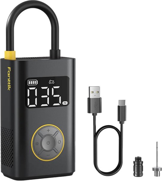 Draagbare Bandenpomp met Luchtcompressor en Bandenspanningsmeter voor Motorfiets en Fiets | bol