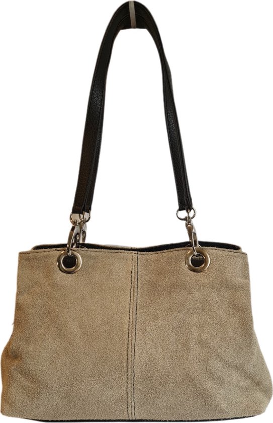 Giuliano-Handtas-Echt Leer-Suede-Beige-29cmx20cmx10cm | bol
