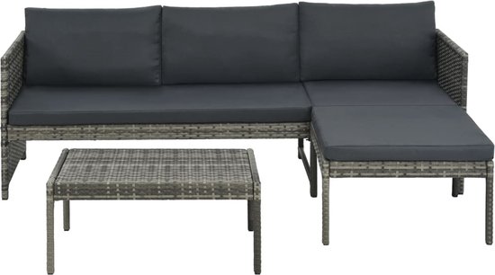 vidaXL Loungeset 3-delig - Grijs - Met kussens | bol