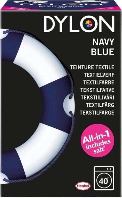Dylon - Textielverf - Navy Blue - All-in-One - Inclusief Zout - 350g ...