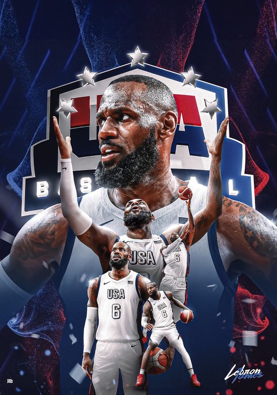 Lebron James' NBA "King James" USA Poster Ingelijst | bol