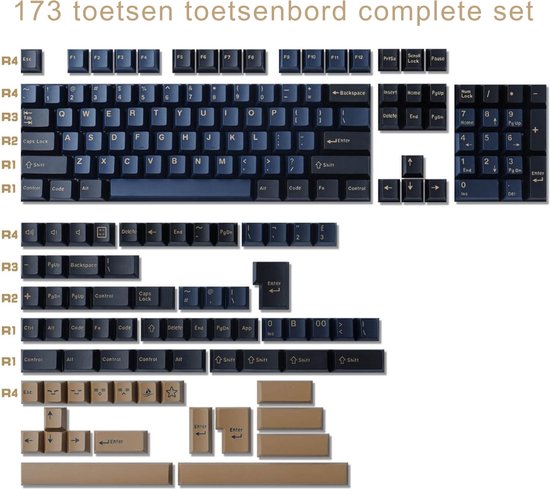 Aangepaste Keycaps 173 Sleutels Cherry Profiel ABS Double Shot ANSI Lay out Voor... | bol