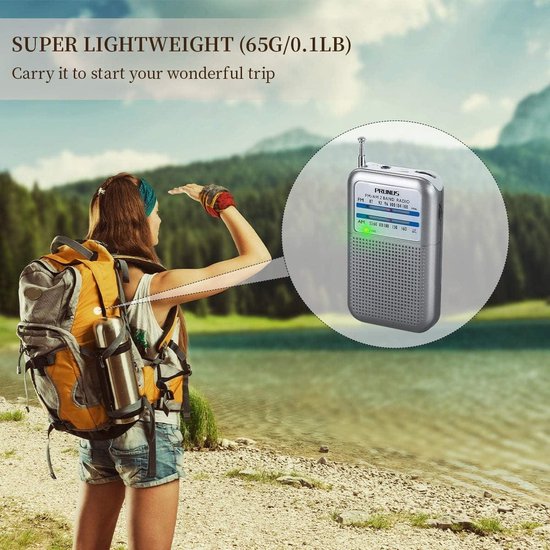 AM-FM Draagbare Transistor Radio Mini Pocket Radio Tuner met signaal ...