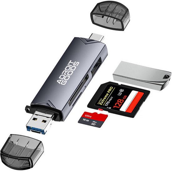 AdroitGoods SD Kaart Lezer - USB Stick - SD Kaart Lezer USB C - Card ...