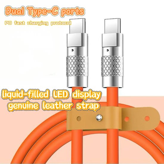 Orange Cable USB C to USB C - 60W MAX (12V 5A) Fast Charging - Data ...